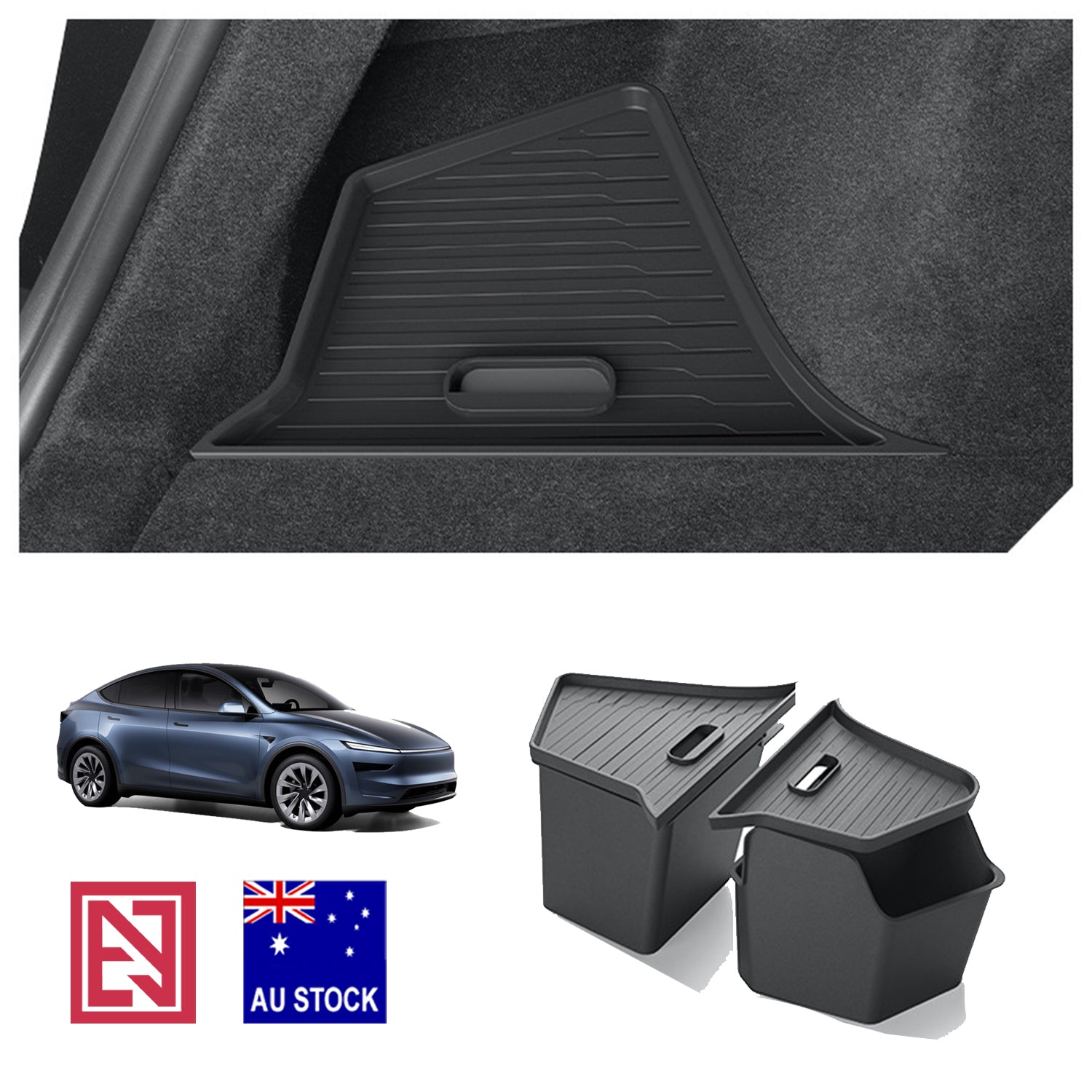Tesla Model Y Juniper 2025+ Trunk Side Storage Bins Rear Boot Organize ...